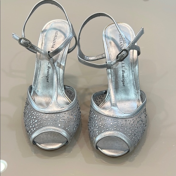 Adrianna Papell | Shoes | Adrianna Papell Silver Stiletto Slingback ...